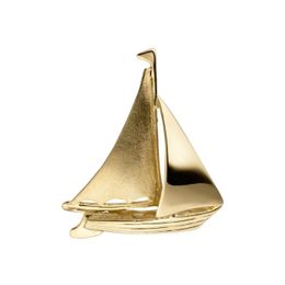 Schmuck Krone Kettenanhänger Anhänger Segelboot aus 925 Silber vergoldet