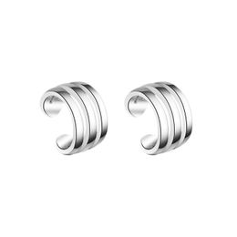 LÖB Ohrklemme Ohrklemme Silber Fake Piercing Ring geriffelt Ear Cuff Breit Einfach (Inkl. Schmuckbox)