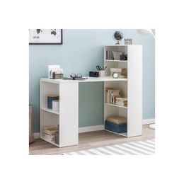 Wohnling Schreibtisch WL5.692 (mit Regal 120 x 120 x 53 cm Weiß Holz Modern)