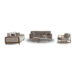 JVmoebel Wohnzimmer-Set Wohnzimmer Polster Couchgarnitur Designer Sessel Beistelltisch Möbel