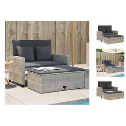 vidaXL Gartenbank Gartensofa mit Kissen 2-Sitzer Hellgrau Polyrattan