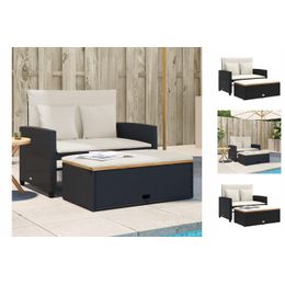 vidaXL Gartenbank Gartensofa mit Kissen 2-Sitzer Schwarz PolyrattanAkazienholz