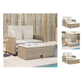 vidaXL Gartenbank Gartensofa mit Kissen 2-Sitzer Beige Polyrattan