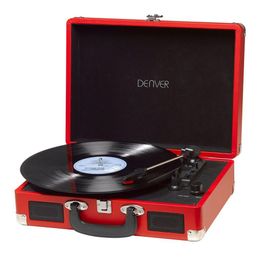 Denver VPL-120 RED Plattenspieler (Plattenspieler mit USB MP3 Digitalisierungsfunktion und Lautsprechern)