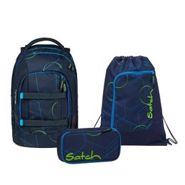 Satch Schulranzen Schulrucksack-Set PACK Blue Tech 3-teilig (3-teilig)