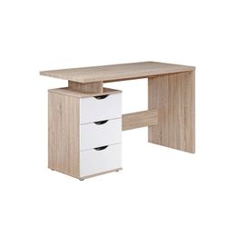 Wohnling Schreibtisch WL1.795 (120x76x53 cm mit 3 Schubladen Sonoma Eiche / Weiß)