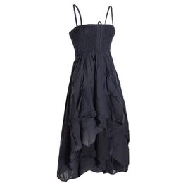 Vishes Sommerkleid 2in1 Kleid-Rock Damen Sommer-Kleid Spagetti-Träger Hippie-Rock Elfen