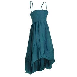 Vishes Sommerkleid 2in1 Kleid-Rock Damen Sommer-Kleid Spagetti-Träger Hippie-Rock Elfen