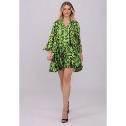 YC Fashion & Style Tunikakleid "Tropisches Flair Tuniika Kleid mit Abstract Print und Flattervolant" Alloverdruck