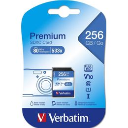 Verbatim Verbatim SDXC Karte 256GB Speicherkarte Premium UHS-I Class 10 Speicherkarte
