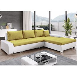 Furnix Ecksofa TOMMASO Sofa mit Schlaffunktion Bettkasten Kissen L-Couch