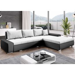 Furnix Ecksofa TOMMASO Sofa mit Schlaffunktion Bettkasten Kissen L-Couch