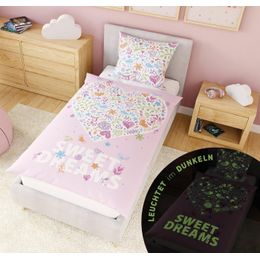 Kinderbettwäsche + 10 SPIELE Leuchtende Bettwäsche 135x200 Mädchen Bettzeug Bettbezug
