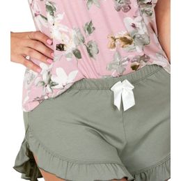 Donna Shorty Schlafanzug kurz mit Top Shorts floralem Print (Set