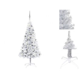 vidaXL Künstlicher Weihnachtsbaum Künstlicher Weihnachtsbaum mit LEDs Kugeln Silbern 150cm PET