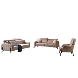 JVmoebel Wohnzimmer-Set Designer Beiges Wohnzimmer Sitzgarnitur 2x Sofas 2x Sessel Luxus Möbel