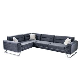 JVmoebel Ecksofa Stilvolle Graue L-Form Couch Wohnzimmer Designer Stoffsofa Eckcouch