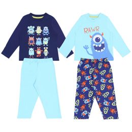 Sarcia.eu Pyjama 2 x Blaues Pyjama mit Monster-Motiv 3-4 Jahre