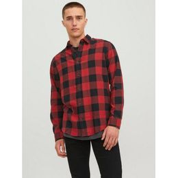 Jack & Jones Jack & Jones Langarmhemd Hemd Slim Fit JJEGINGHAM 5977 in Rot