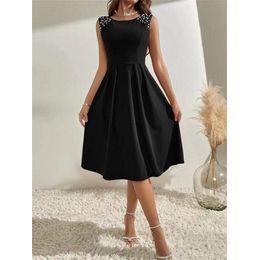 RUZU UG Dirndl Slim Fit ärmelloses Kleid mit Rundhalsausschnitt und Nieten für Damen (1-tlg)