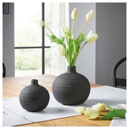 Home-trends24.de Dekovase Vase Zememt Deko Tischdeko Blumenvase Schwarz Bodenvase Vasen