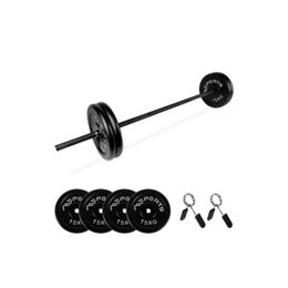 MSPORTS® Hantel-Set Langhantelstange mit Federverschluss + 30 oder 60 kg