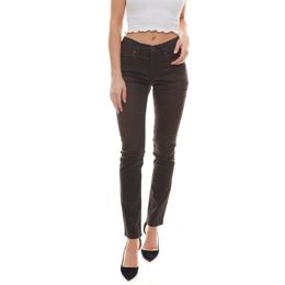 CMK Regular-fit-Jeans cmk Röhren-Hose bequeme Stretch-Jeans für Frauen im Five-Pocket-Stil mit Allover-Print Freizeit-Hose Braun