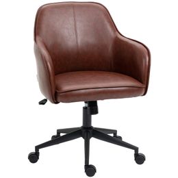 Vinsetto Bürostuhl mit Rollen braun 58,5L x 62B x 91H cm