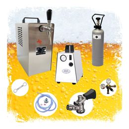 ich-zapfe Komplett Set - Zapfanlage JET 30 Bierkoffer, Bierzapfanlage, Durchlaufkühler 1-leitig Trockenkühler, bis zu 35 Liter/h, Zapfkopf:KeyKeg