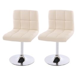 MCW 2er-Set Esszimmerstuhl Drehstuhl Stuhl Cadiz Kunstleder Chrom ~ creme