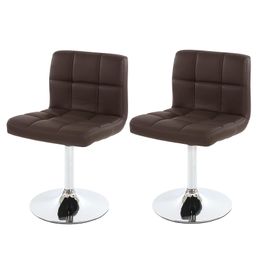 MCW 2er-Set Esszimmerstuhl Drehstuhl Stuhl Cadiz Kunstleder Chrom ~ braun