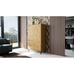 Newroom Highboard Savage, Highboard Wildeiche Optik Modern Industrial Sideboard Kommode Anrichte