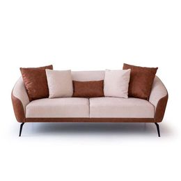 JVmoebel 3-Sitzer Braun-Beiger 3-Sitzer Wohnzimmer Stoffsofa Luxuriöse Polster Couch