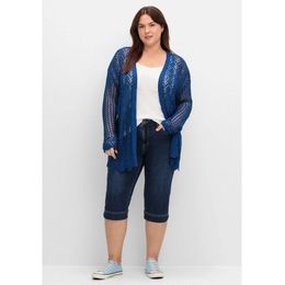 sheego Caprijeans Große Größen mit Push-up-Effekt, ultraflexibel, blau