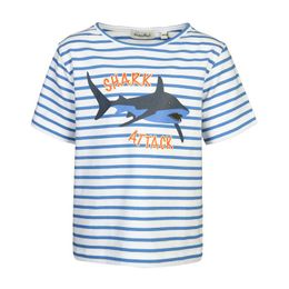 tausendkind collection - T-Shirt SHARK ATTACK gestreift in blau/weiß, Gr.92/98