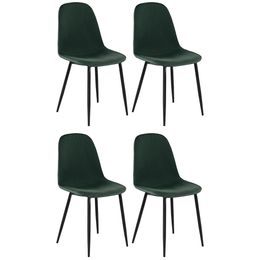 Esszimmerstuhl Inosign "Miller" Stühle Gr. B/H/T: 44 cm x 87 cm x 52 cm, 4 St., Feincord, Metall, grün (dunkelgrün, natur) Küchenstühle