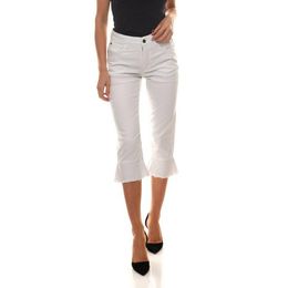 CLAIRE WOMAN Caprihose CLAIRE WOMAN Stoff-Hose modische Damen Capri-Jeans mit ausgefranstem Volant Freizeit-Hose Weiß