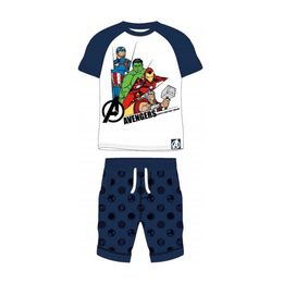 MARVEL Shirt & Hose Avengers Bekleidungsset für Jungen: Kurzes Shirt und Hose in Weiß/Blau (Set