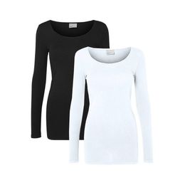 Véro Moda Vero Moda T-Shirt Dünnes Langarm Shirt 2-er Stück Set VMMAXI (2-tlg) 5185 in Schwarz-Weiß