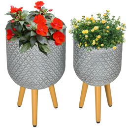 Outsunny Blumentöpfe-Set mit abnehmbaren Füßen grau (Farbe: grau)