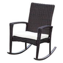 Outsunny Polyrattan Schaukelstuhl mit Kissen (Farbe: braun)