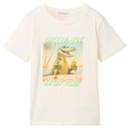 Tom Tailor Jungen Print T-Shirt mit Bio-Baumwolle, weiß, Fotoprint, Gr. 92/98