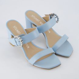 TK Maxx Hellblaue Sandalen mit Absatz aus Leder