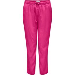 Only CARMAKOMA Stoffhose, Leinen-Viskose-Mix, Tunnelzug, für Damen, pink, 46/48