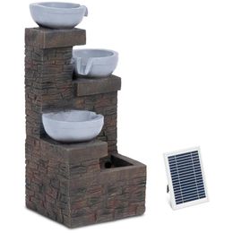 Hillvert Solar Gartenbrunnen - 3 Schalen auf Mauerensemble - LED-Beleuchtung HT-SF-110