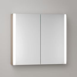 KEUCO Royal Atlas LED Spiegelschrank 80 x 71 x 12,7 cm mit 2 Türen, Spiegelheizung, Aufputz 211201450021