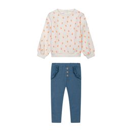 MINOTI Set M&auml;dchen Gr&ouml;&szlig;e 86/92 creme / blue denim / mandarine