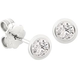 MONCARA Damen Ohrstecker, 585er Gold mit 2 Diamanten, zus. ca. 0,50 Karat, silber