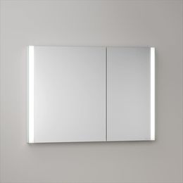 KEUCO Royal Atlas LED Spiegelschrank 100 x 71 x 11,5 cm mit 2 Türen, asymmetrisch, Spiegelheizung, U 211201450099