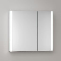 KEUCO Royal Atlas LED Spiegelschrank 80 x 71 x 12,7 cm mit 2 Türen, asymmetrisch, Spiegelheizung, Au 211201450027